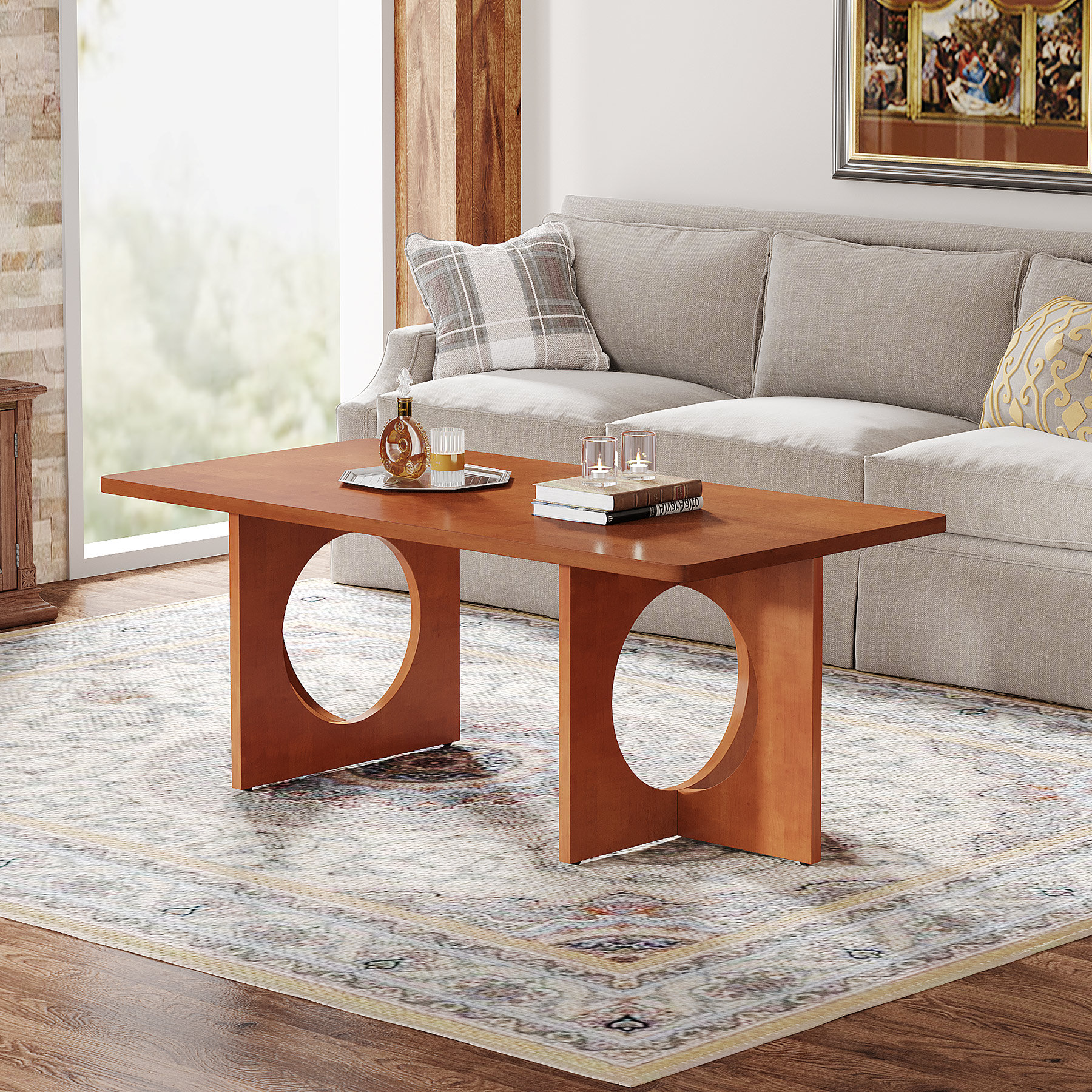 Wrought Studio Rectangle Center 47 Inch Long Wood Low Farmhouse Centre Tea Coffee Table Wooden Base Multi Layer Reviews Wayfair
